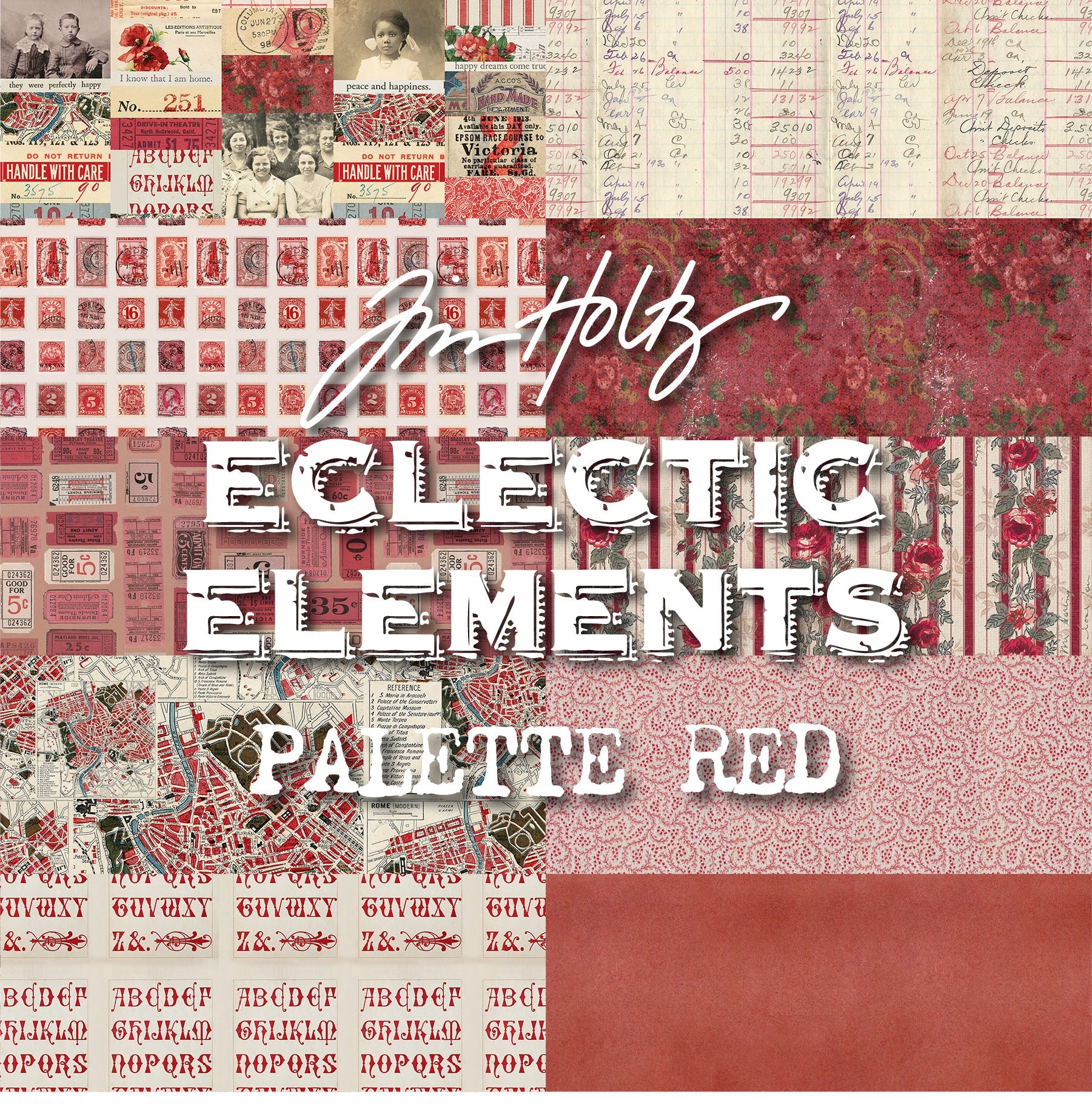 Eclectic Elements Palette Red Collection by Tim Holtz with Free Spirit ...