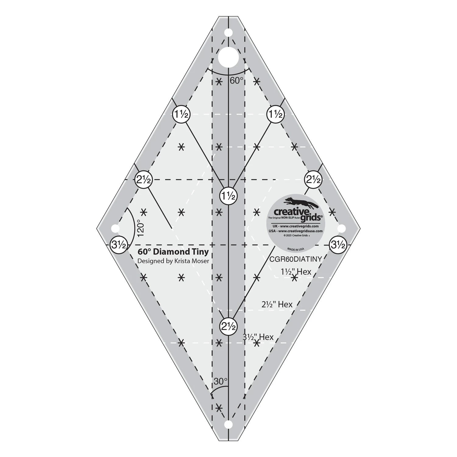 60° Tiny Diamond Ruler - by Krista Moser for Creative Grids® – Mx Domestic
